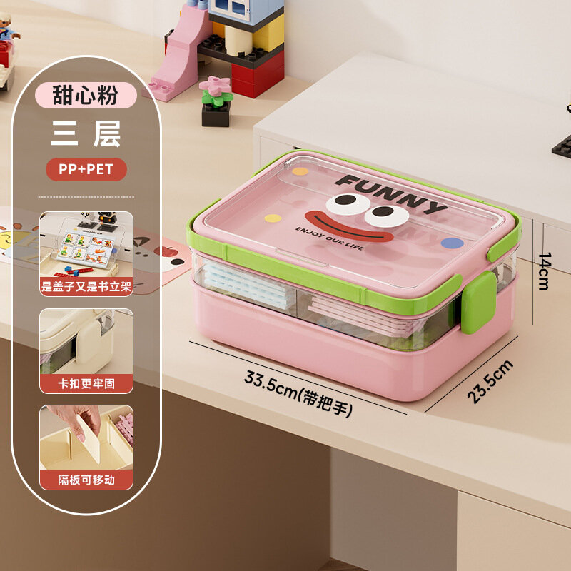 Коробка для хранения строительных блоков, настольная многослойная складная коробка для детских игрушек с отделениями, прозрачная коробка для хранения Lego