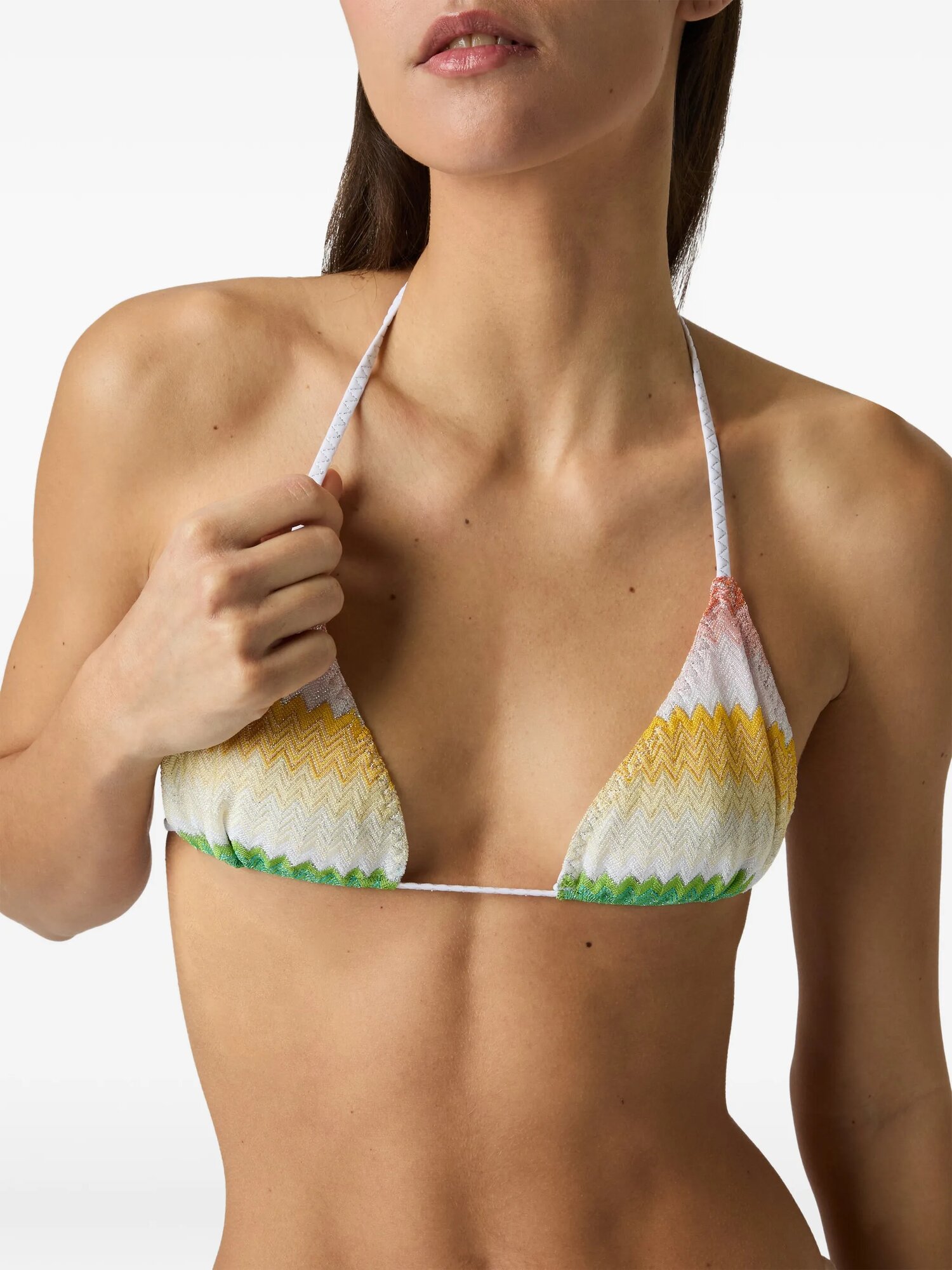 Купальник Missoni Chevron-patterned bikini, размер 42, бежевый/белый — фото 1