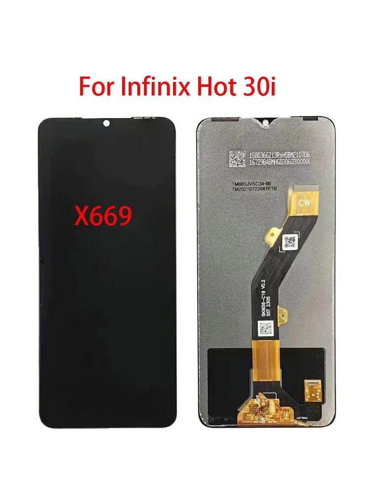 Дисплей на Infinix Hot 30i X669 в сборе с тачскрином Черны