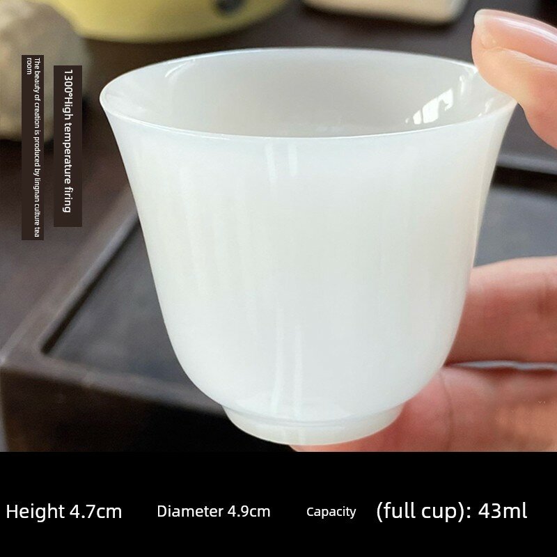 Элитная чайная чашка из ледяного нефрита с тонкими стенками, чашка для личного использования, чайная чашка мастера,