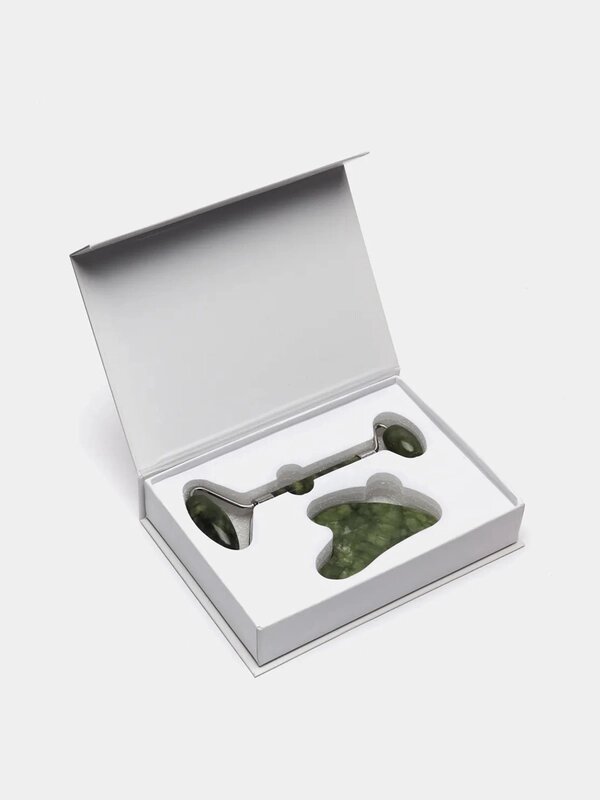 Роллер и Скребок Гуаша нефритовый