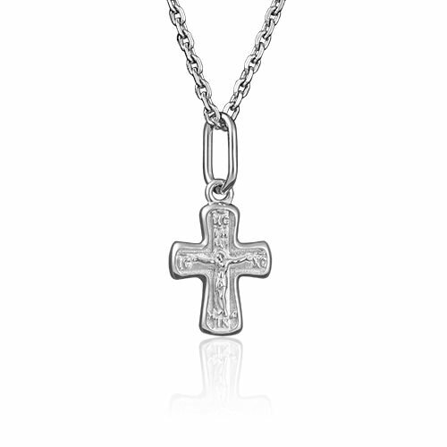 Крестик, белое золото, 585 проба, родирование