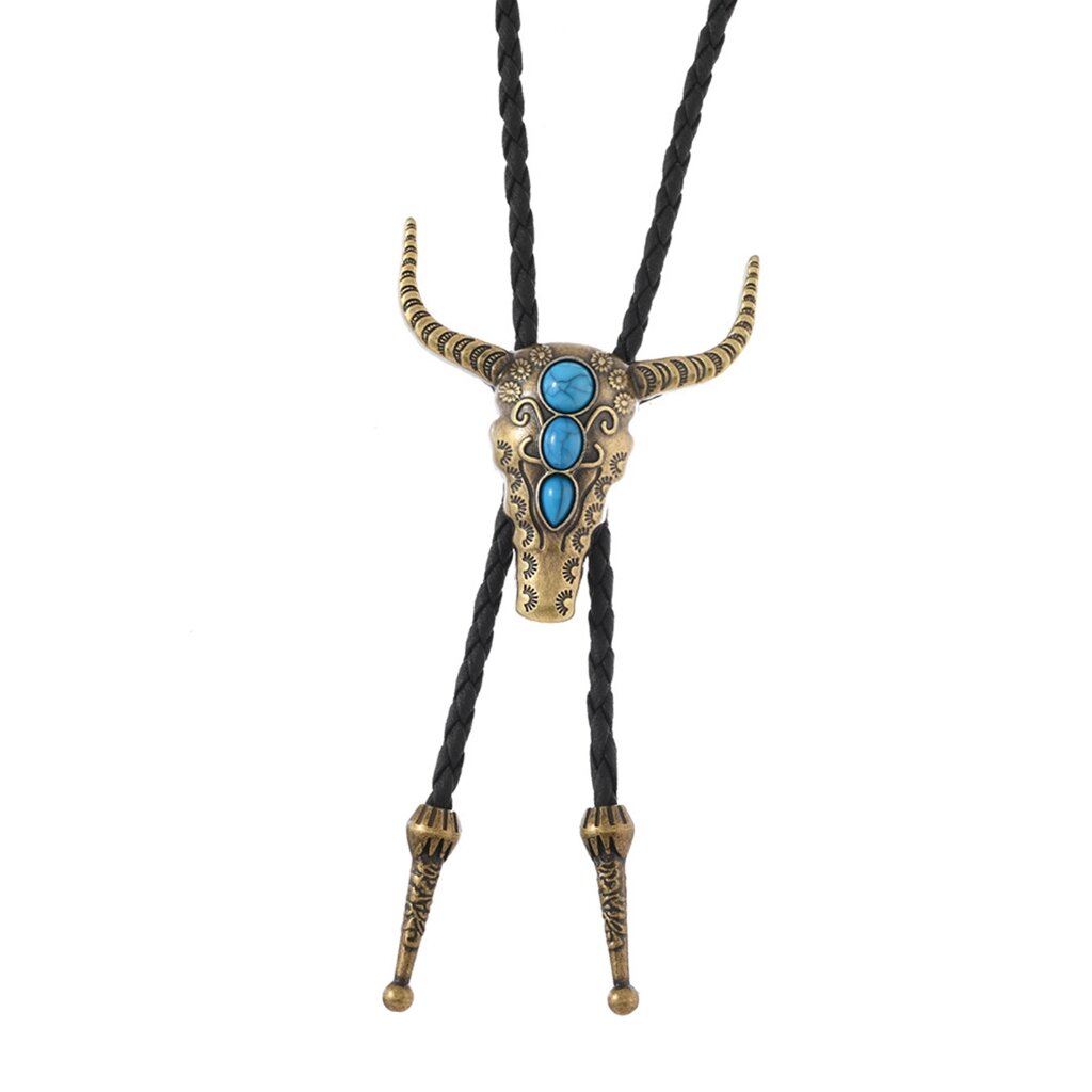 Бирюзовое Ожерелье С Бычьей Головой Из Ретро-Сплава С Бычьей Головой, Персонализированная Цепочка Для Свитера-Бронза