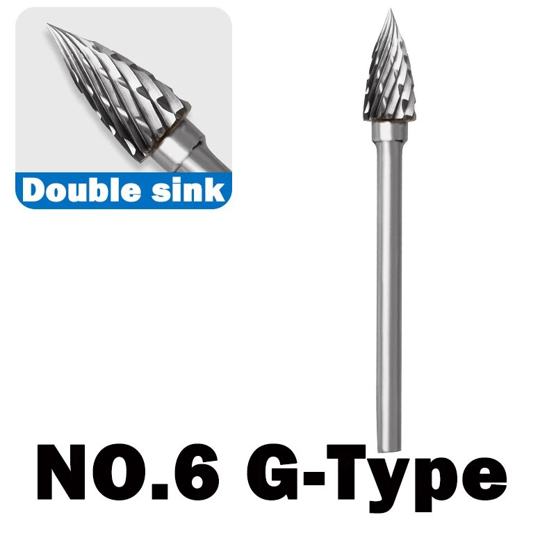Набор фрез из карбида вольфрама для Dremel, твердосплавные фрезы для резьбы с двойным вырезом и хвостовиком 2,35 мм/3 мм, аксессуары для вращающихся инструментов 2.35x6mm, NO.6 G-Type