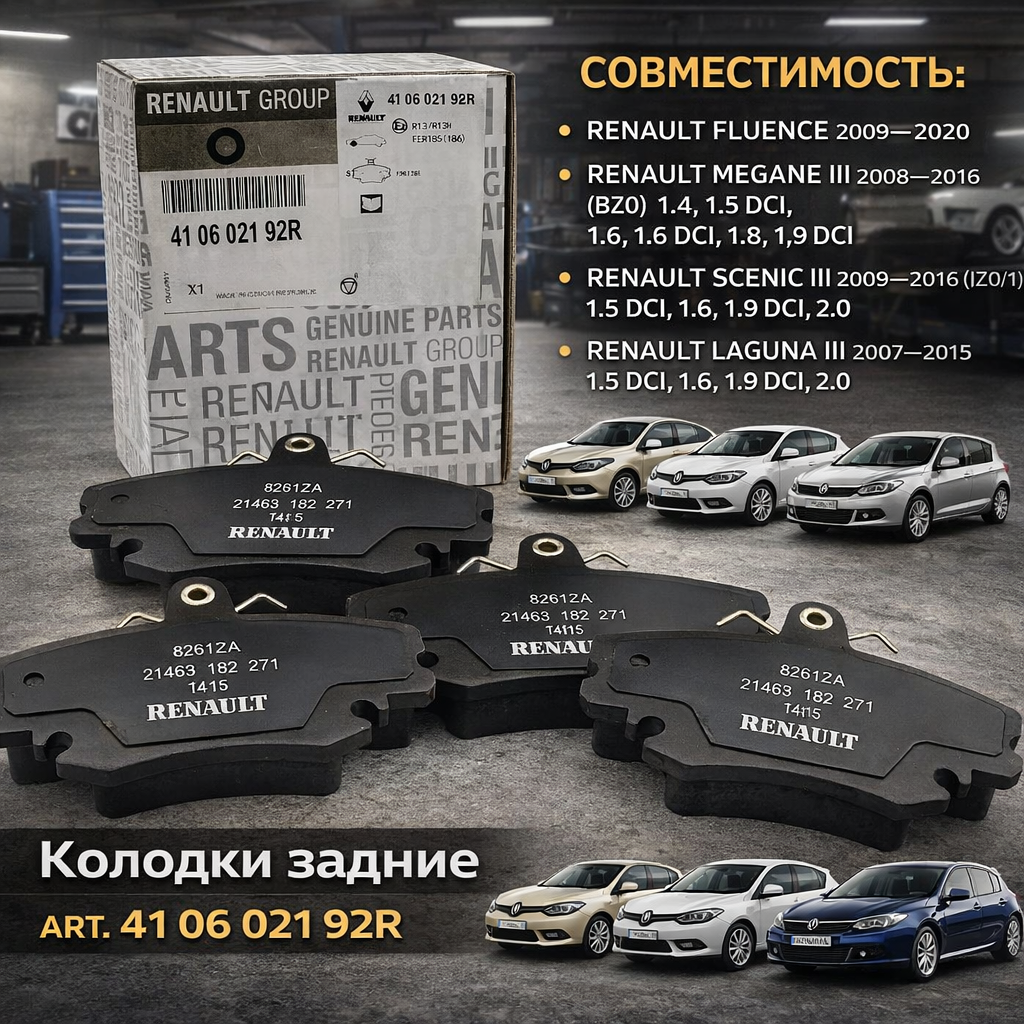 Колодки тормозные передние керамика 410602192R Renault Logan Megane Sandero