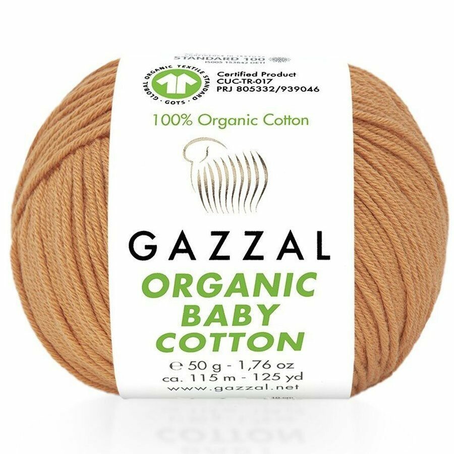 Пряжа Gazzal ORGANIC BABY COTTON 438 абрикос (5 мотков)