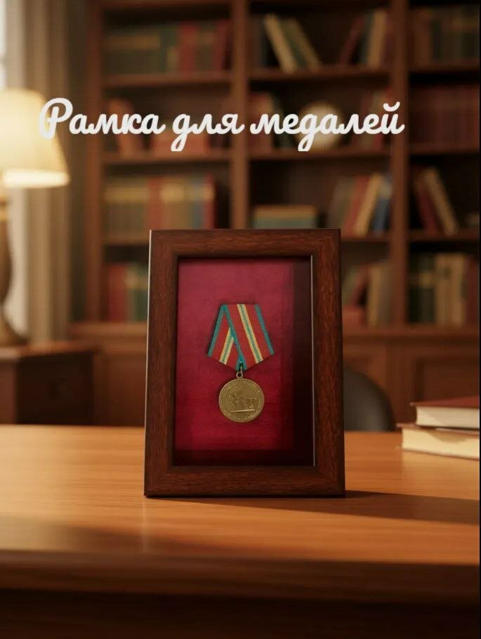 Рама футляр ручной работы для медалей, орденов и нагрудных знаков бордовая