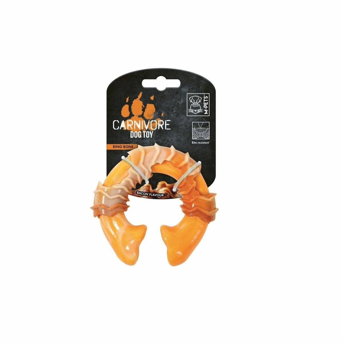 M-PETS Игрушка для собак Карнивор круглая кость, вкус бекона, желтая 10.8*9.7*3.6см