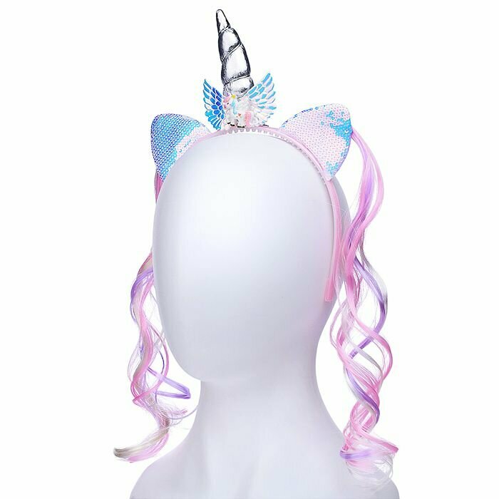 Ободок карнавальный Oubaoloon "Единорог" из полимерных материалов и текстиля