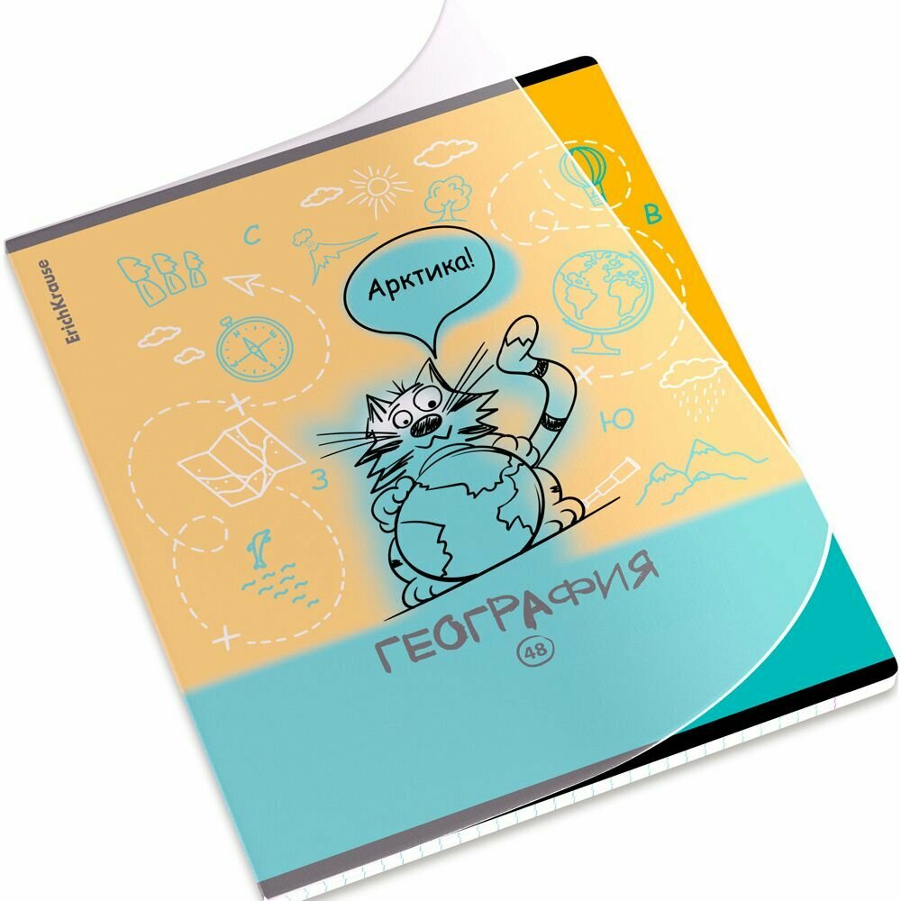 Тетрадь Erich Krause 48 листов, в клетку, "Котоформулы, География"