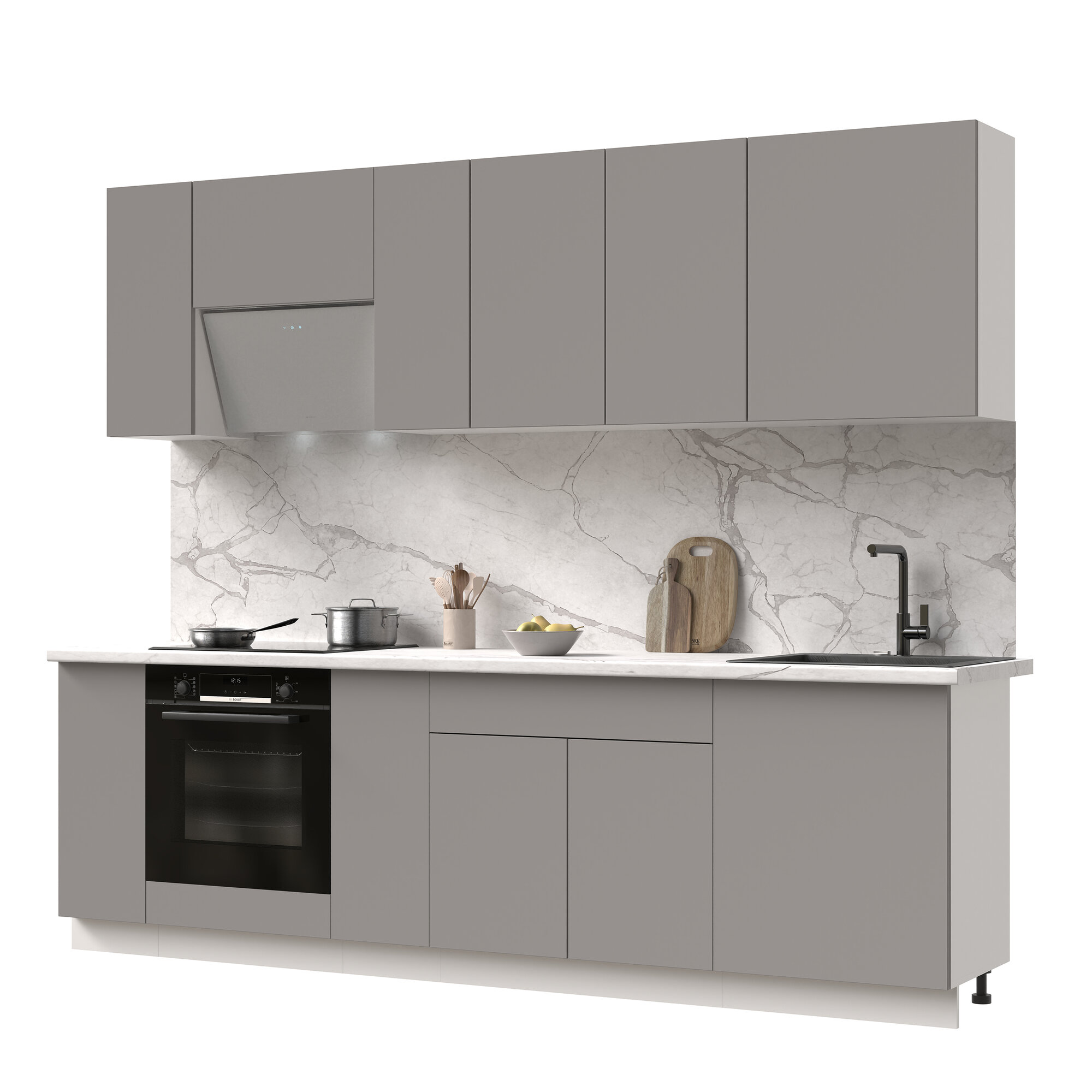 Кухонный гарнитур столешница 26мм Поэзия 260см Белый, Порт-Ройал