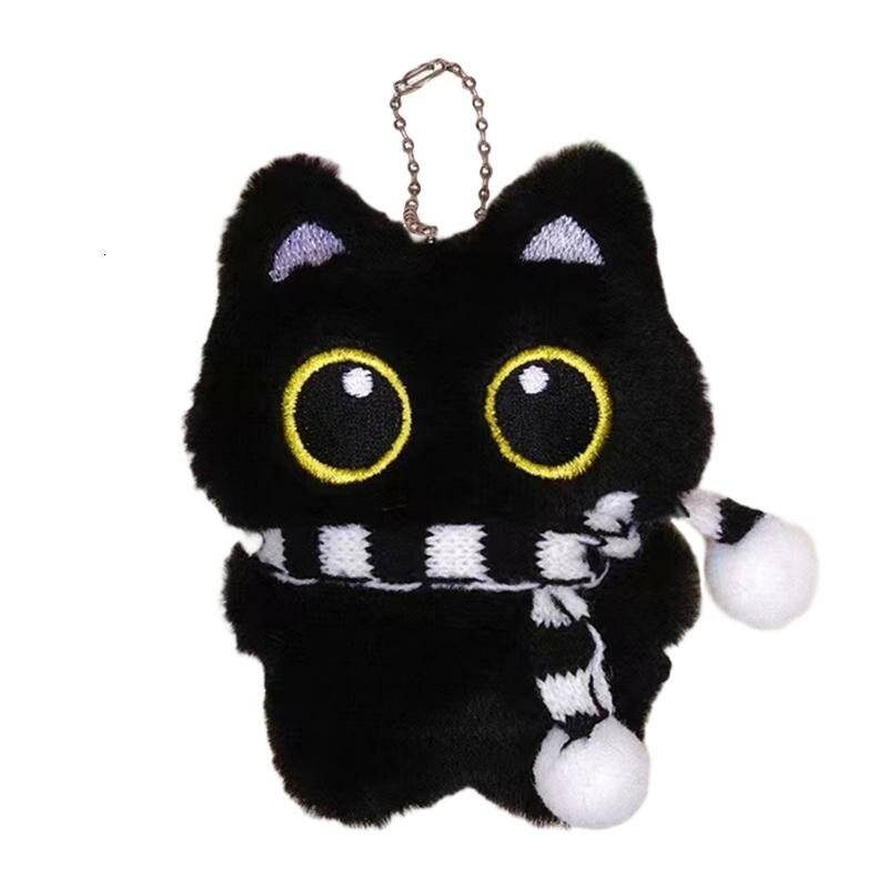 Плюшевый чёрный котёнок-брелок, Стиль3