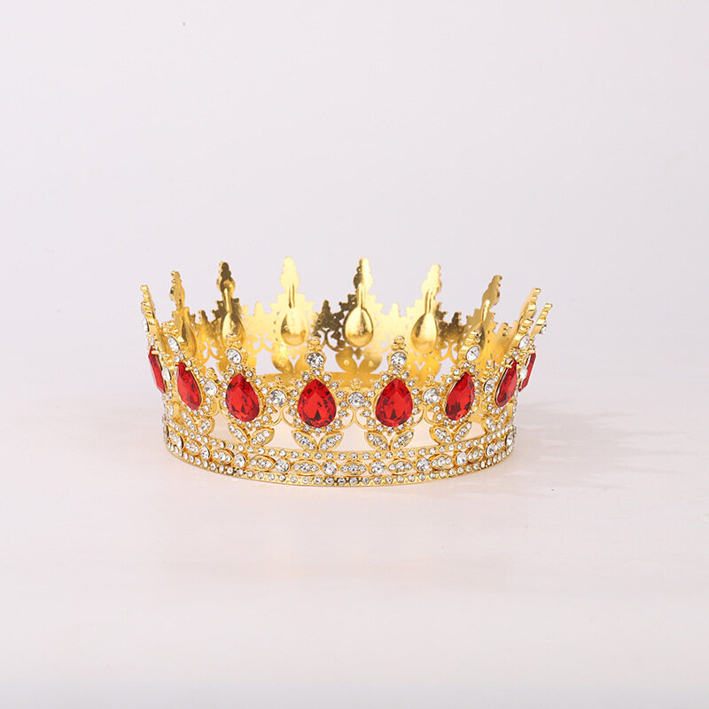 Кросс-бордерные европейские и американские стильные винтажные цветные кристаллические круглые большие короны барокко принцессы свадебные аксессуары для волос