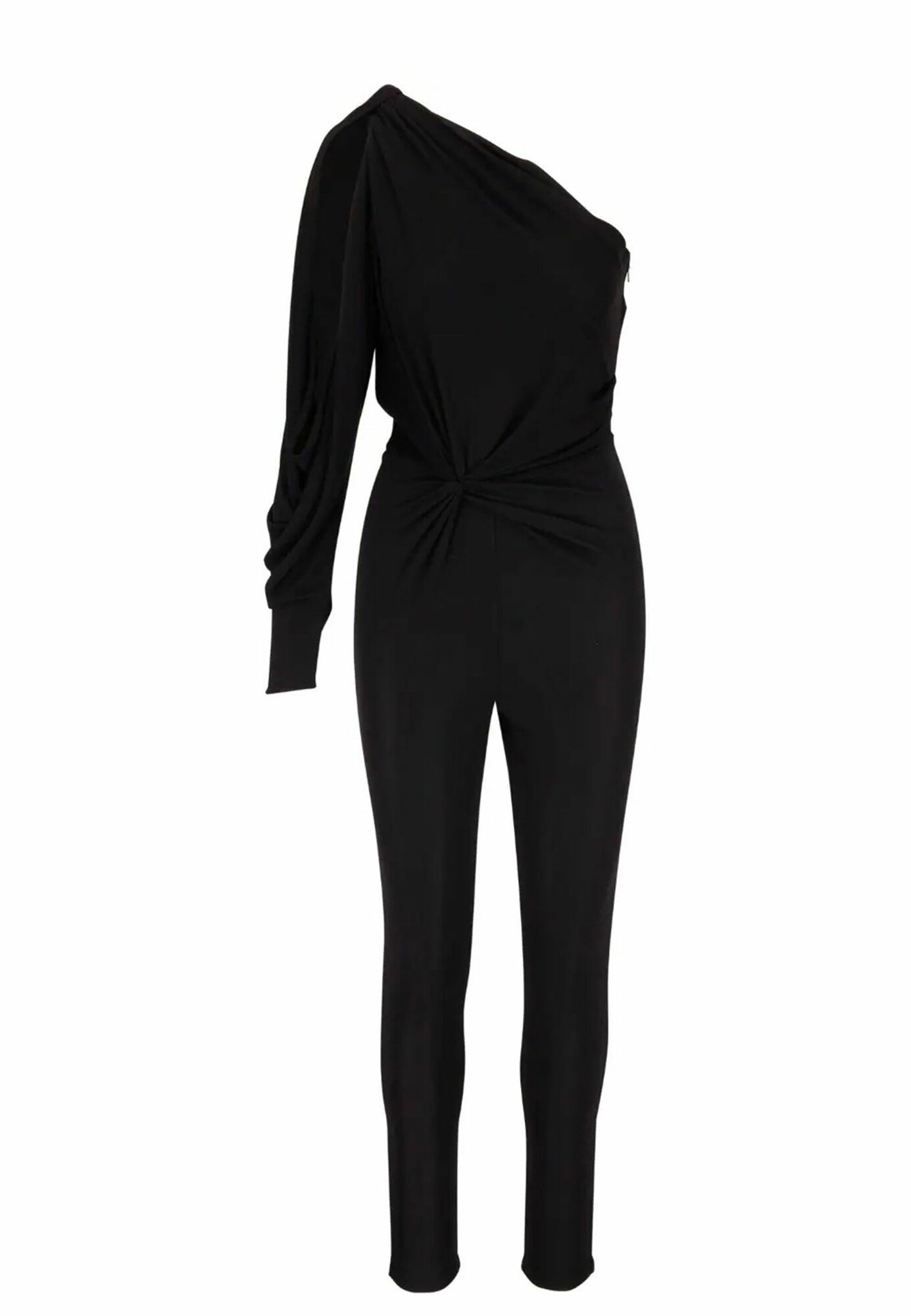 Приталенный комбинезон на одно плечо (черный / 38)