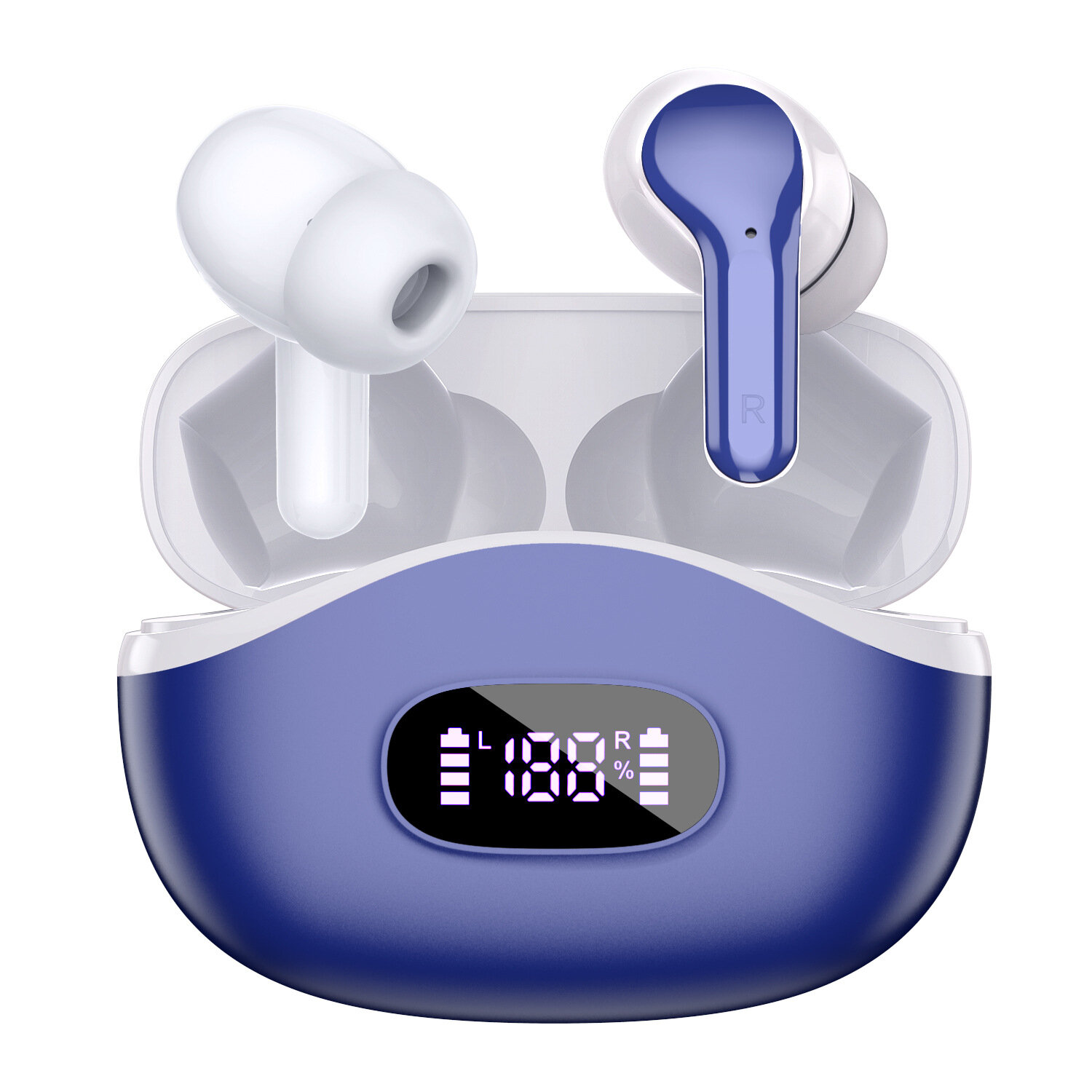 Беспроводные Bluetooth наушники i63 темно-синие Hi-Fi индикатор заряда TWS