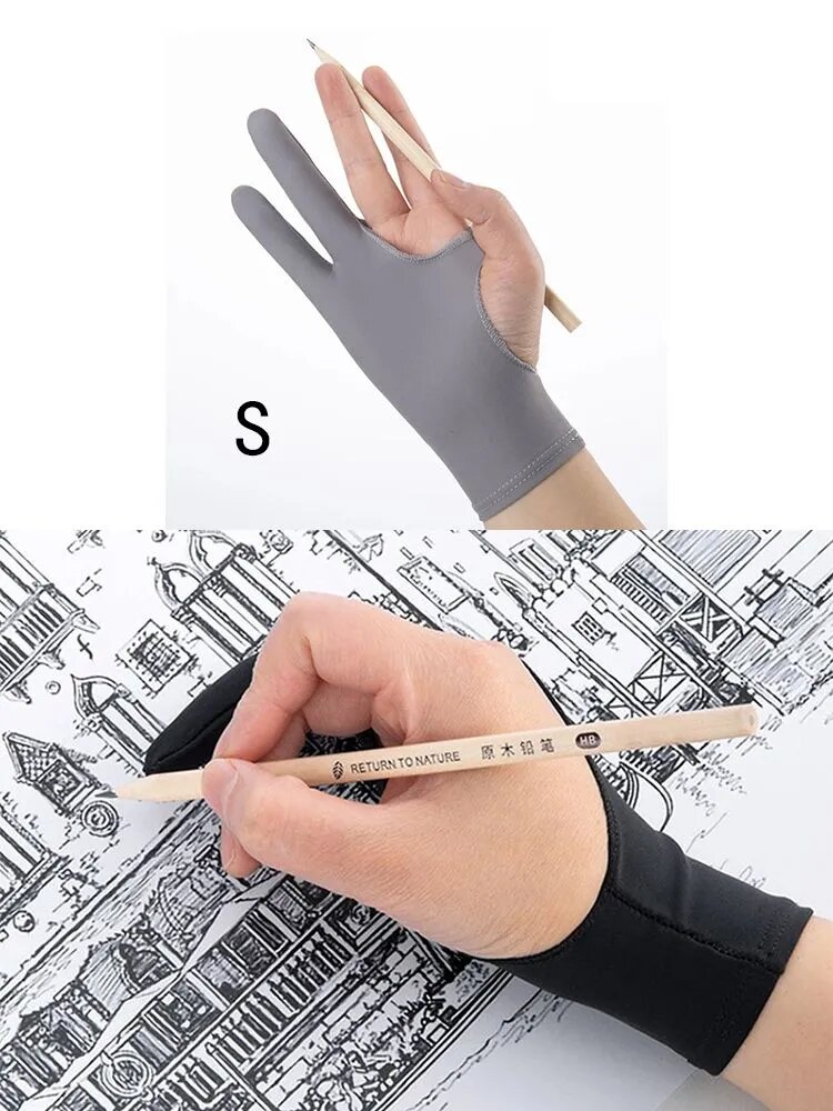 1 шт. Художник перчатка для рисования любого графического планшета черный 2 пальца противообрастающие как правой, так и левой руки