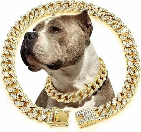 Ошейник с золотой бриллиантовой цепочкой для собак (30 см-60 см по желанию) ошейник для кошек