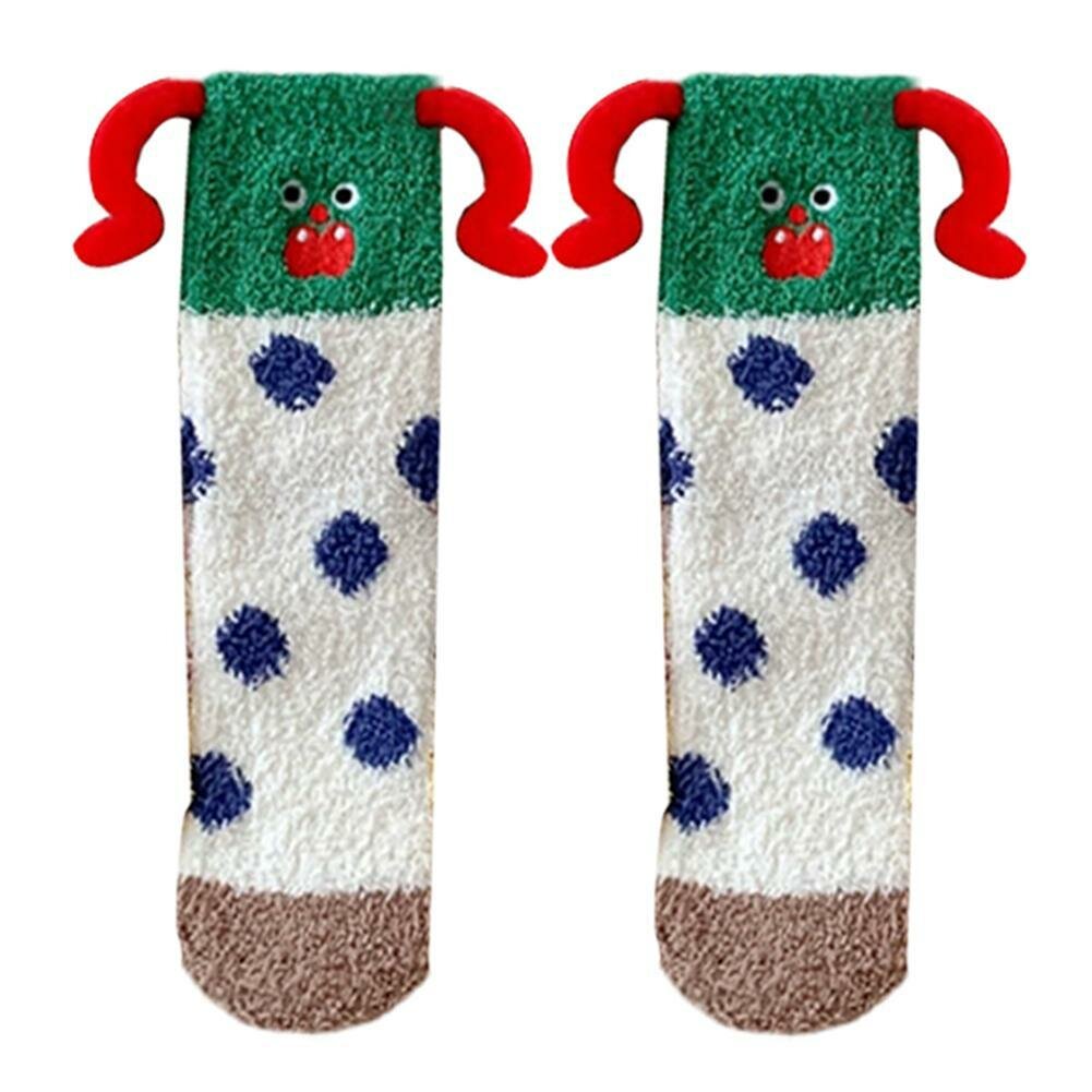 Женские пушистые носки до середины икры из мультяшного кораллового флиса