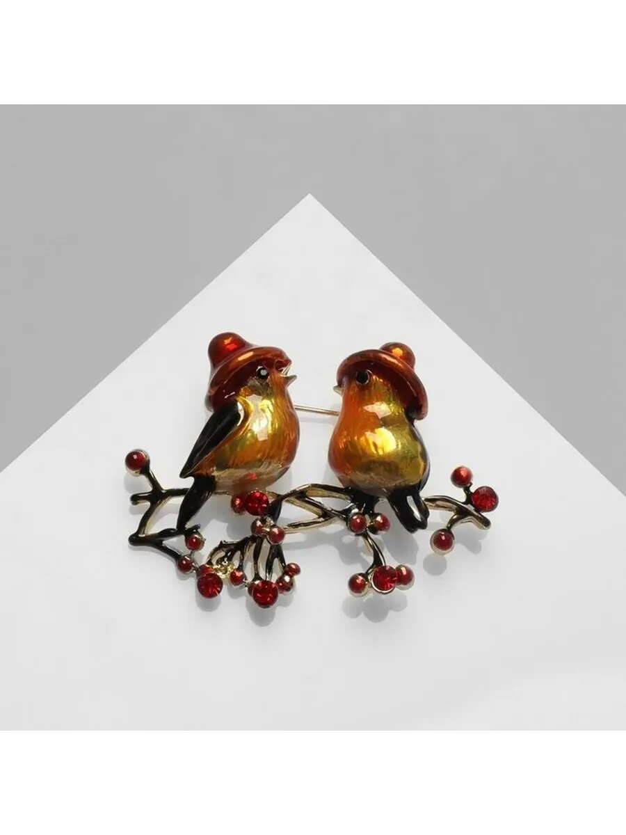 Брошь, эмаль, стразы