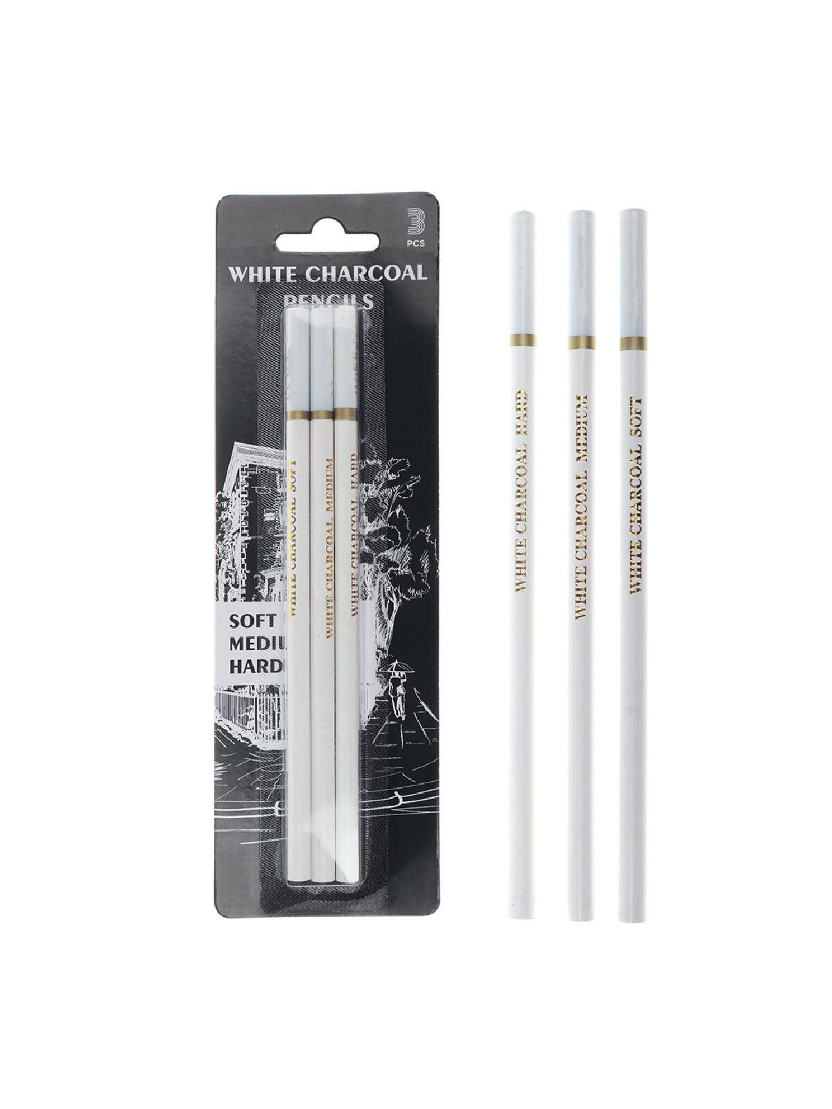 3 шт. Белый угольный карандаш для растушевки карандашом для начинающих, мягкий средней твердости