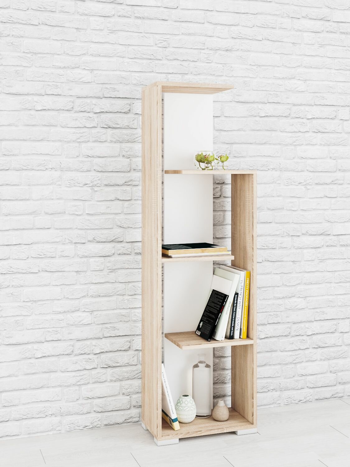 Стеллаж Ромео-6 от Тэкс 1500*450*250 мм дуб сонома/белый