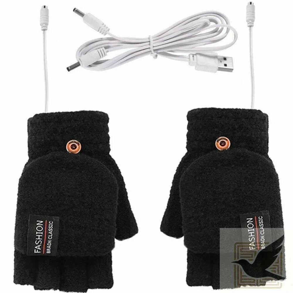 USB перчатки с электрическим подогревом Двусторонние перчатки с подогревом варежки перезаряжаемые водонепроницаемые с регулируемой температурой, серый