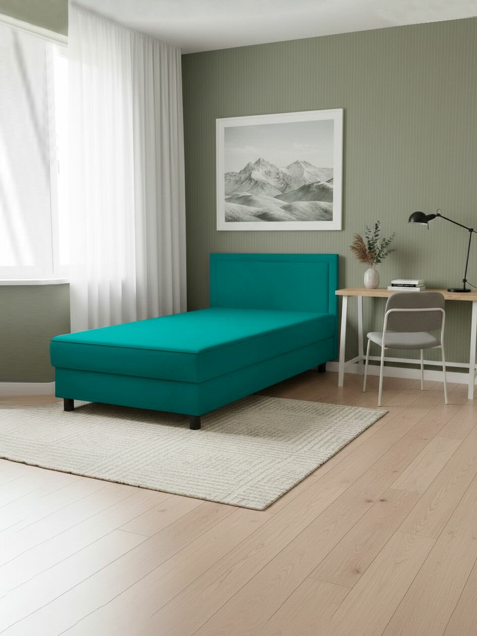 Тахта Прима фокус- мебельная фабрика 90х200х86 см изумрудный велюр