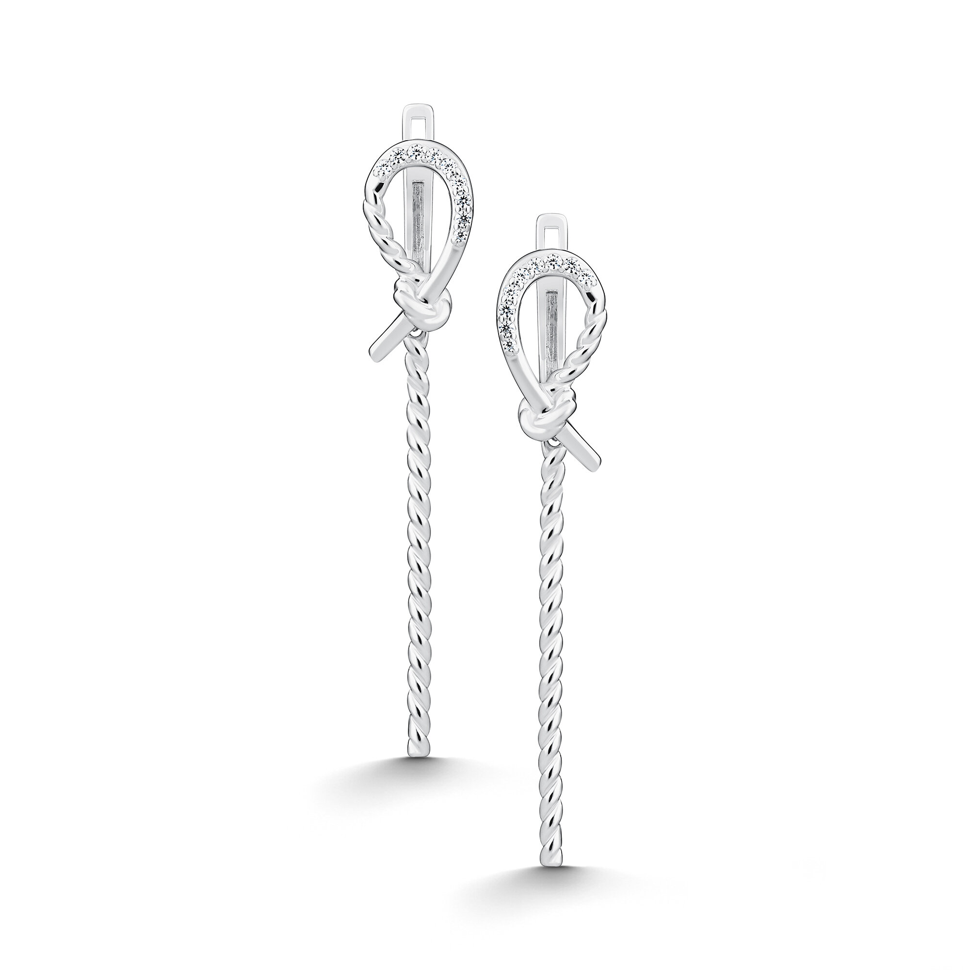 Серьги Diamant online, серебро, 925 проба, родирование, фианит