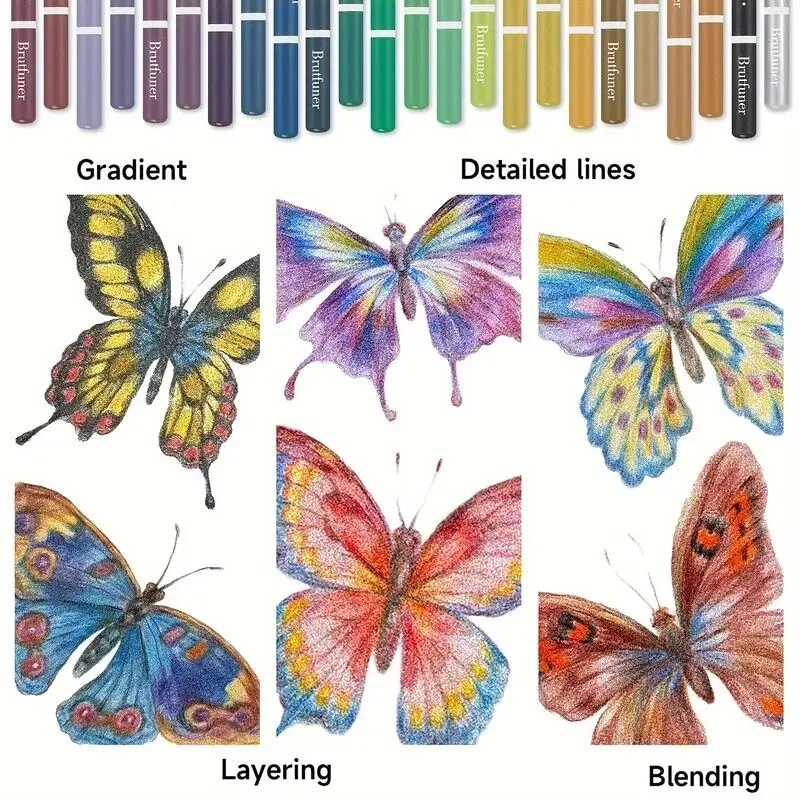 Набор цветных карандашей Brutfuner 24 шт. для рисования на черной бумаге