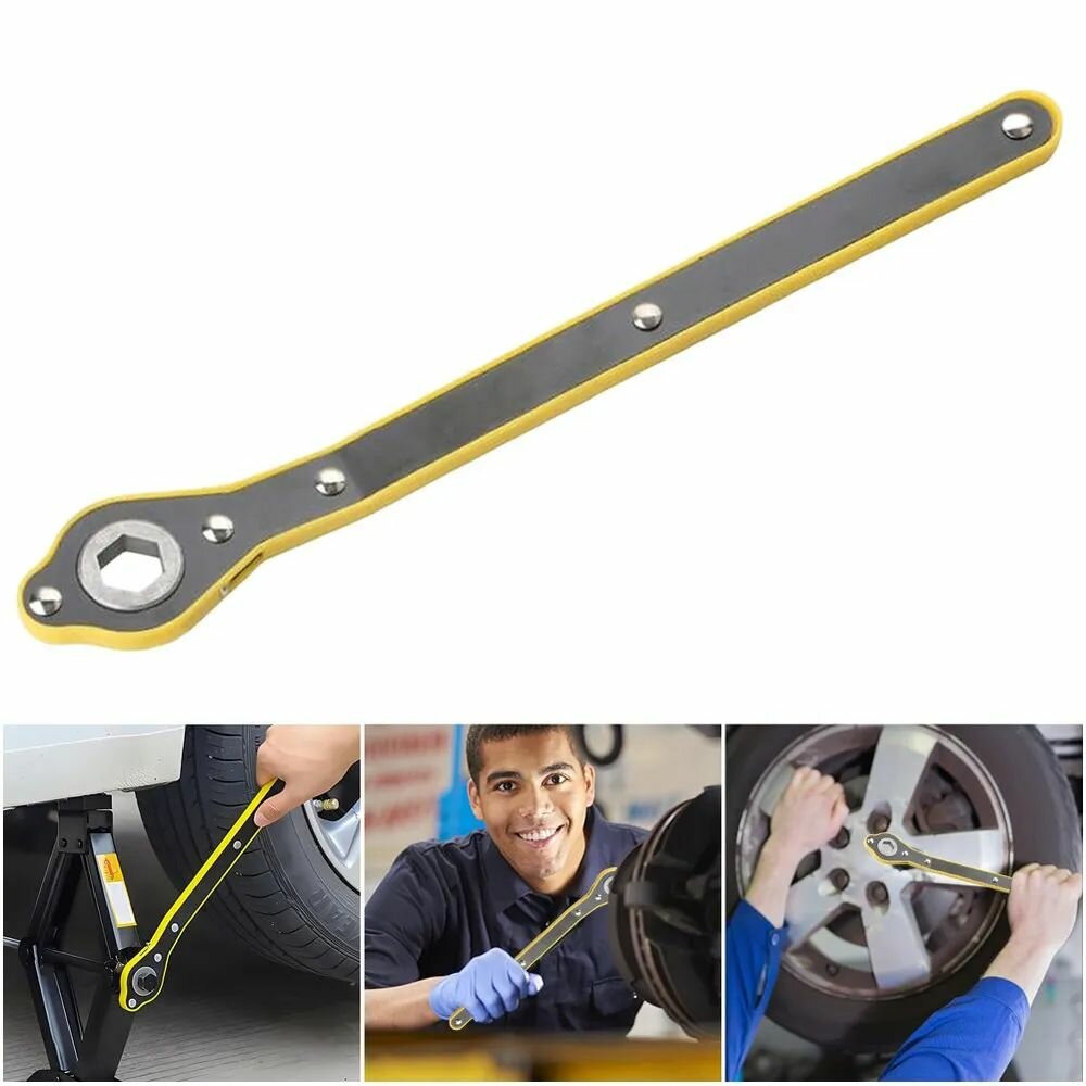 Ключ-трещотка для замены колеса, совместим с ножничным домкратом