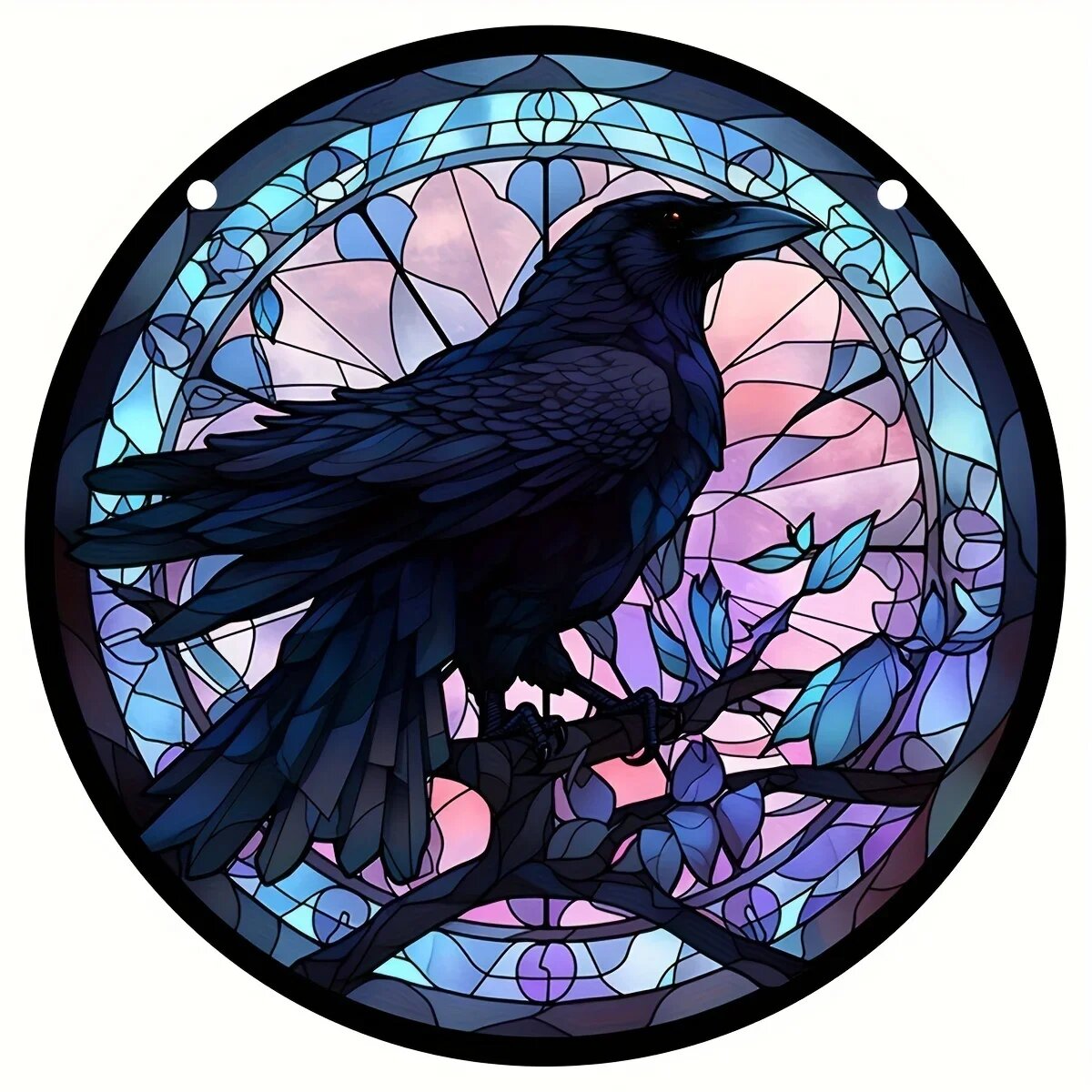 Акриловый витраж-подвеска "Ворон с животными" Черный, 6