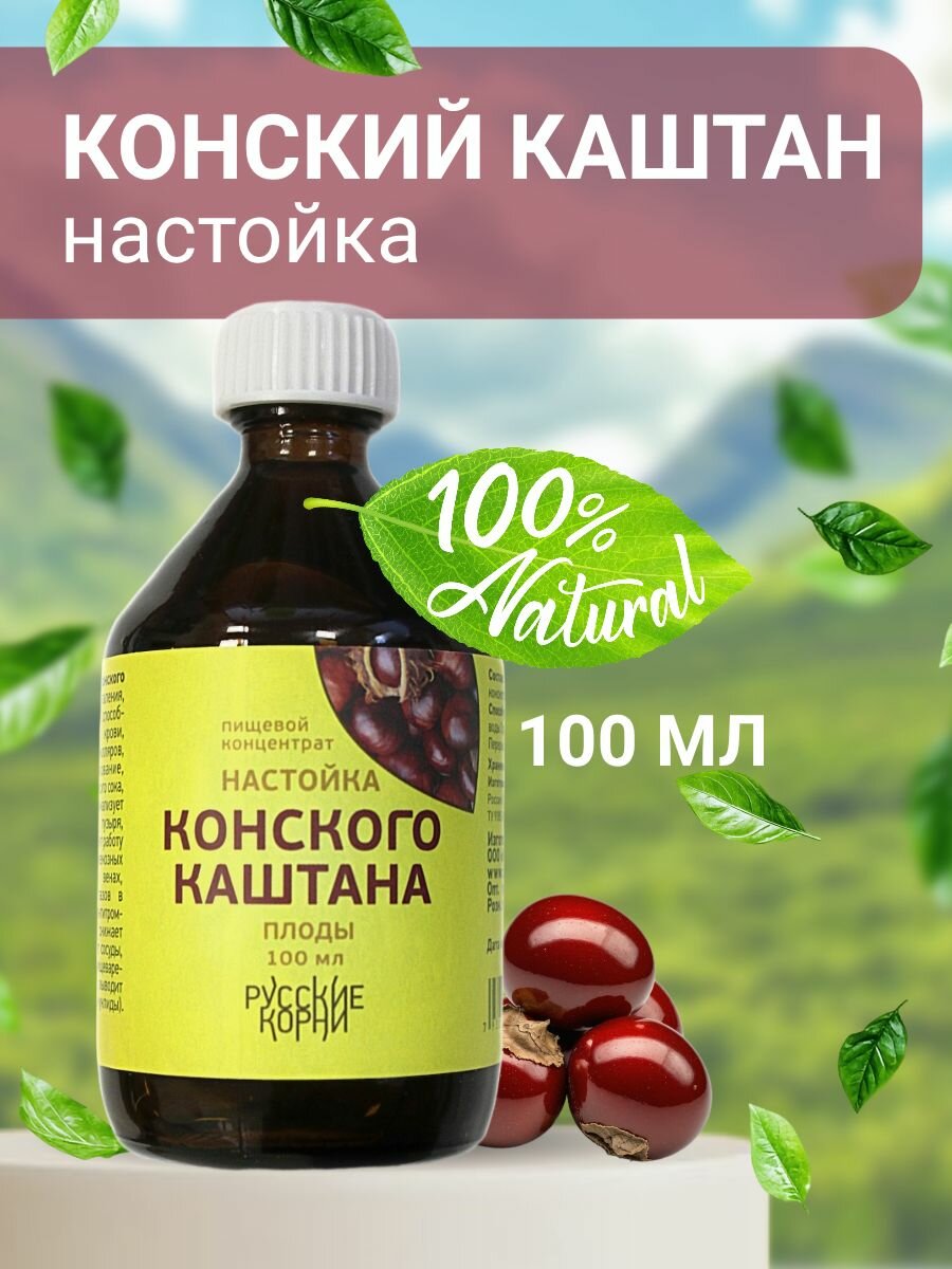 Настойка Каштана конского 100 мл / от варикоза ног, от отеков, от геморроя, лимфоток, детокс, для вен / Русские корни