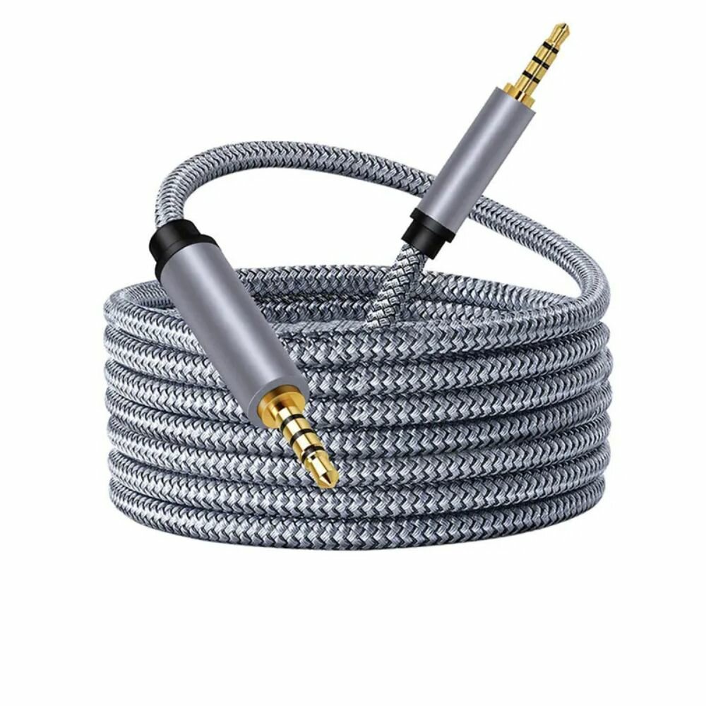 Позолоченный кабель Aux 3,5 мм на 3,5 мм TRRS Jack для автомобильных наушников Samsung Xiaomi, стерео аудиоразъемов HIFI, длина 1 м, 5 м, 10 м.