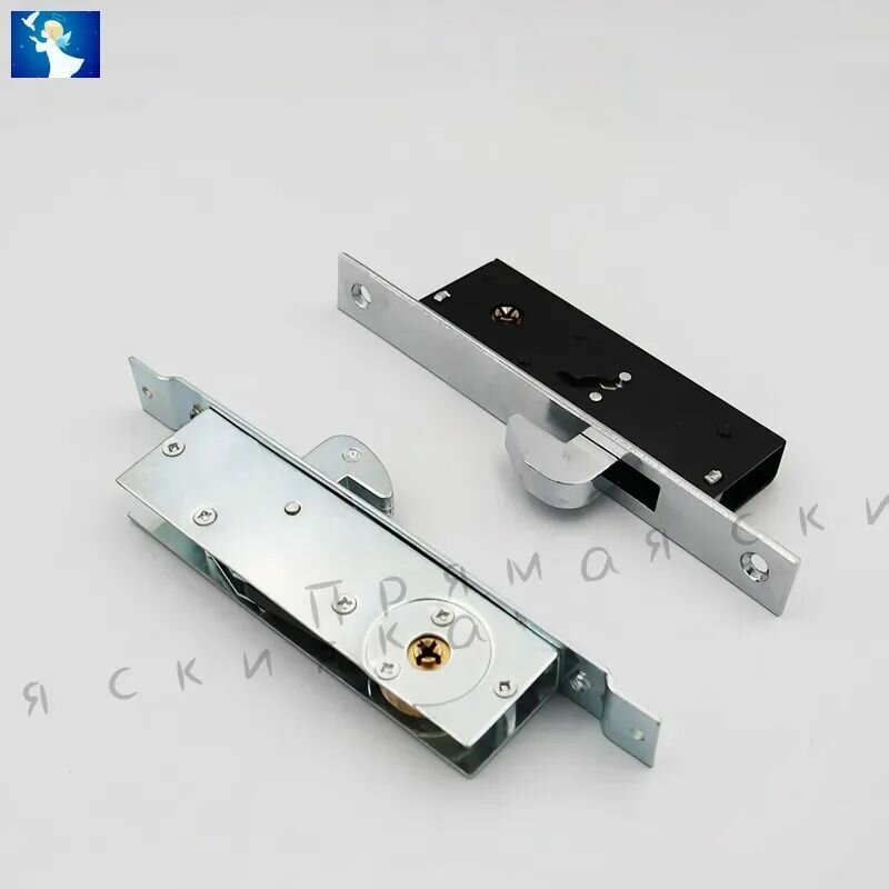 Врезной замок Apecs 72-K-CR для откатных дверей и ворот, хром, с крестовым ключом