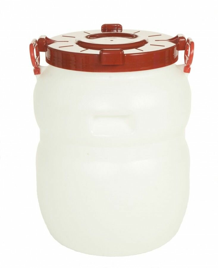 Бочка садовая пищевая широкое горло, круглая, белая (43*43*50 см) 50 литров