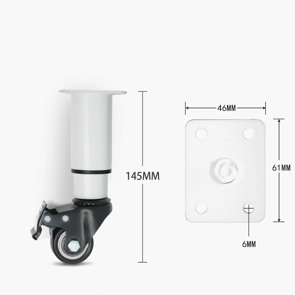 Опорные ножки для мебели регулируемые металлические с поворотным колесом 14,5–16 см черный/белый 1 шт для шкафа
