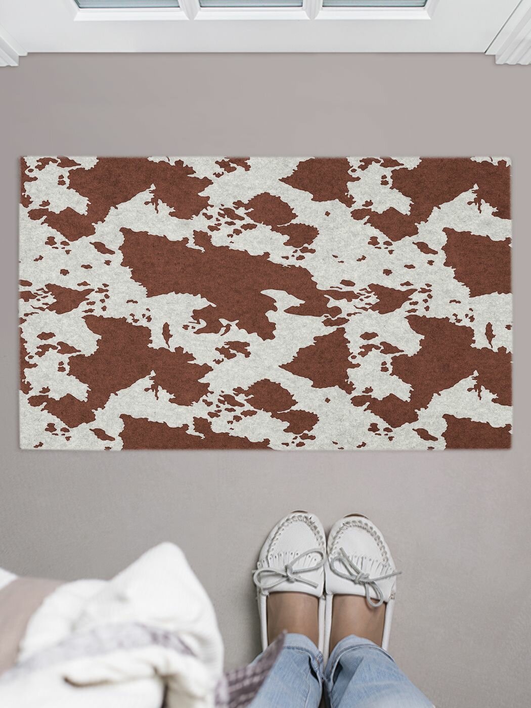 Коврик придверный в прихожую с принтом "Шкура коровы" 45 на 75 см , JoyArty