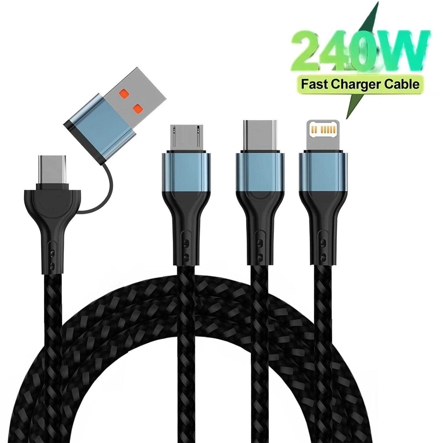 3 в 1 USB-кабель типа C Шнур для Samsung Xiaomi Huawei USB C-кабель для iPhone 16 15 14 13 Pro Зарядное устройство для телефо.