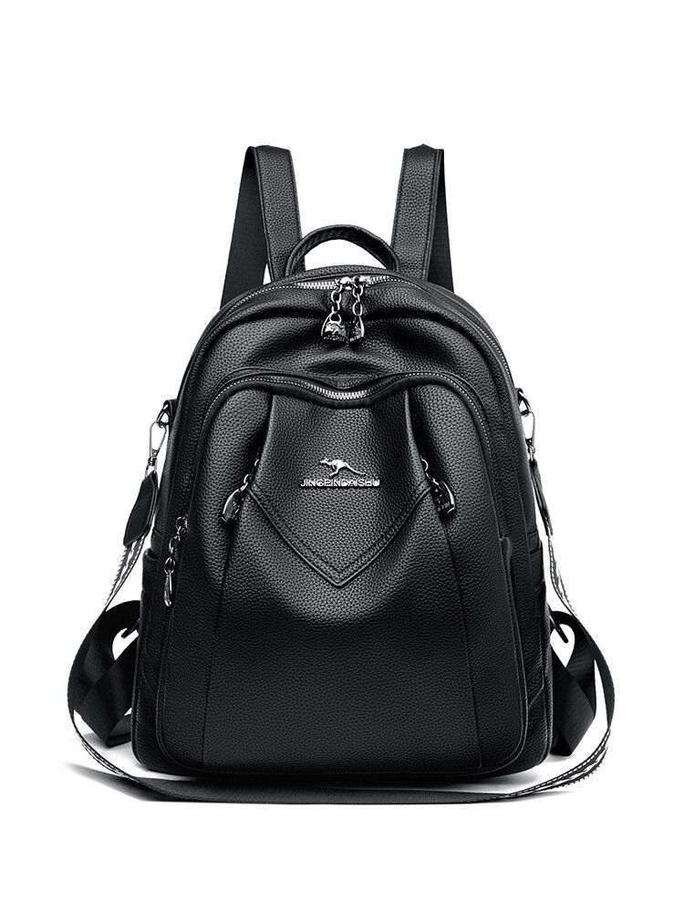 20262025 Кросс-бодер мягкий кожаный рюкзак для женщин, новый простой повседневный дорожный рюкзак, модный большой вместимости универсальный