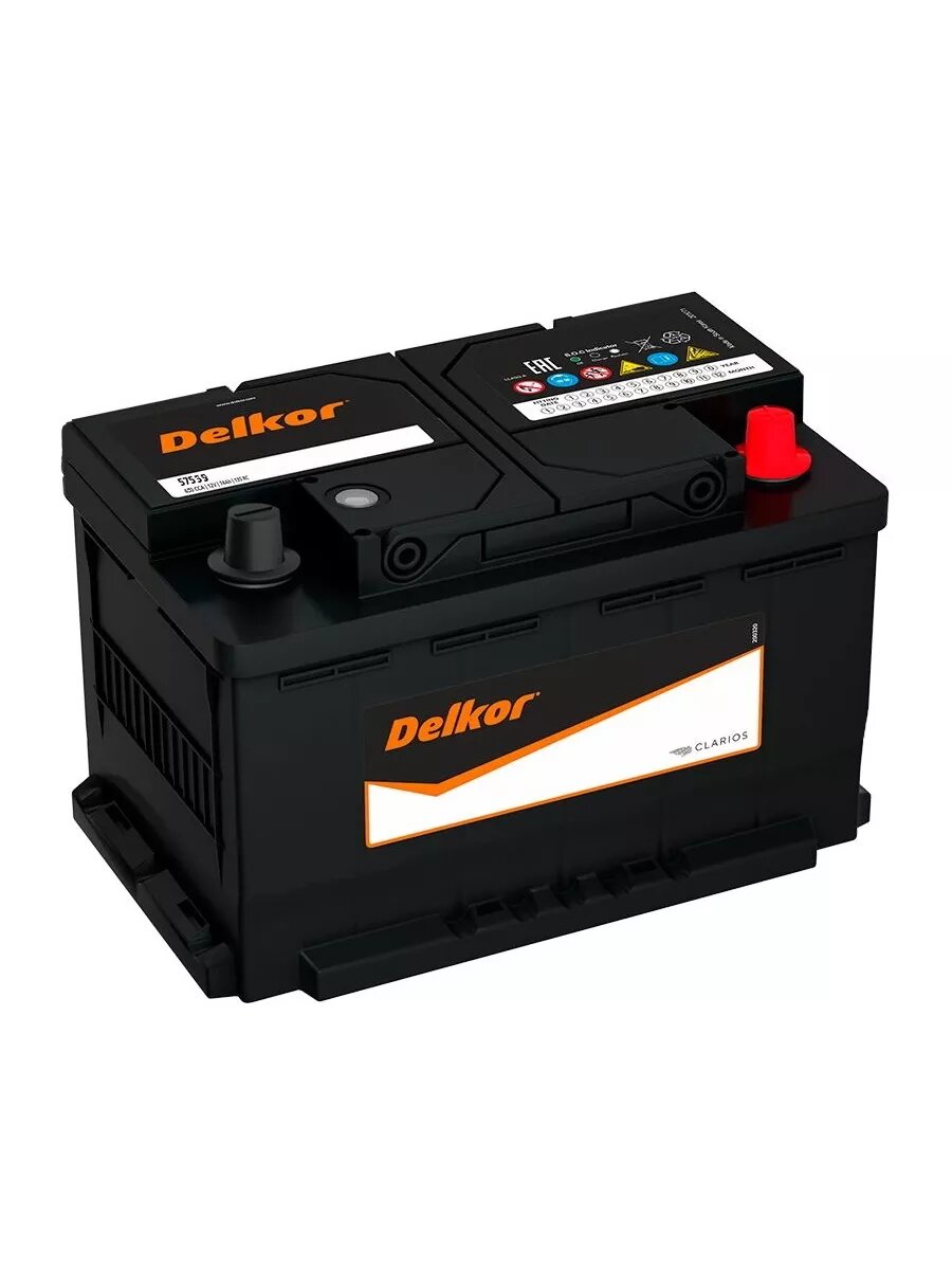 Аккумулятор DELKOR 75SR+ 12V 75Ач 650А 276x175x175 обр. пол.