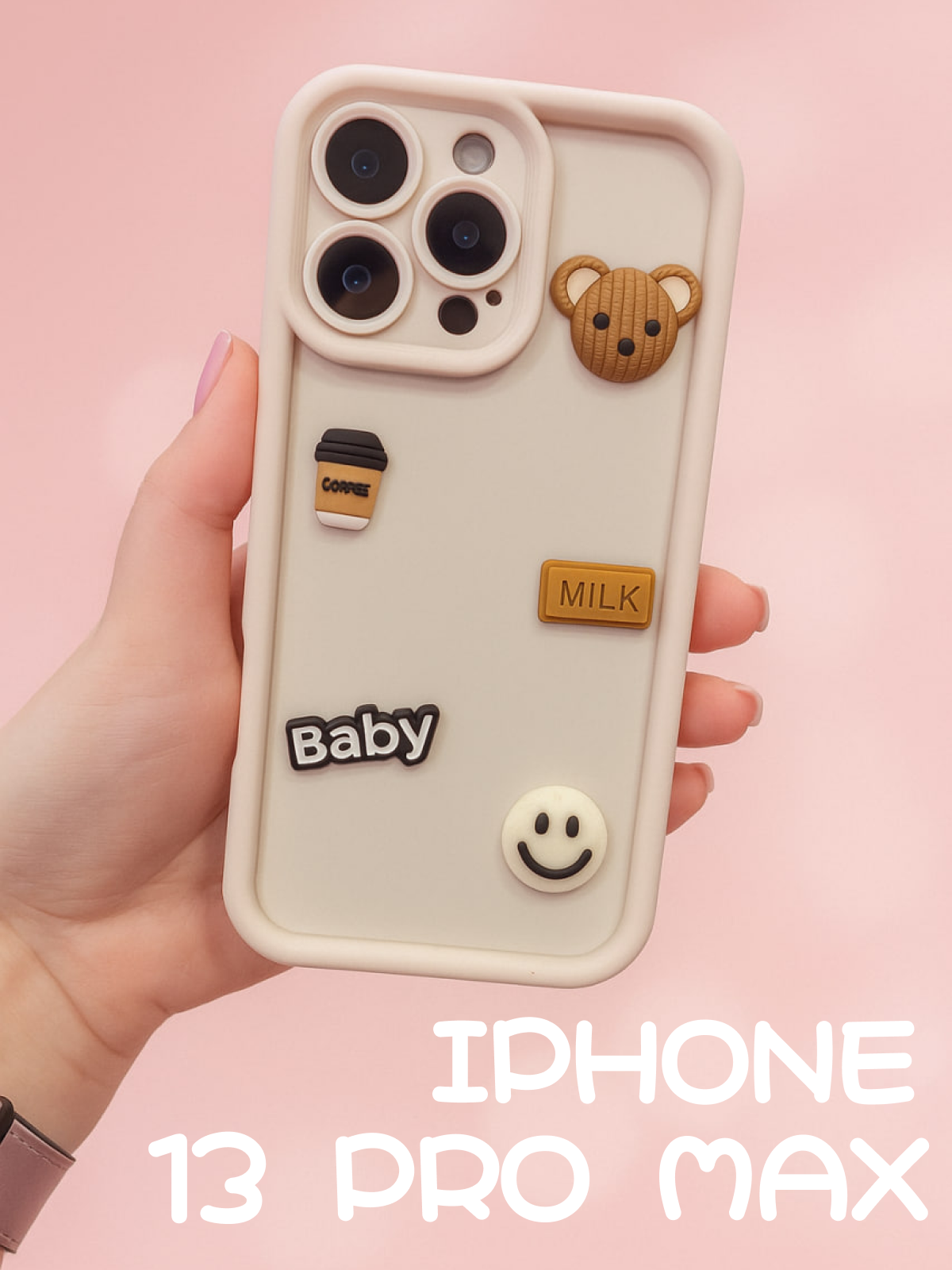 Защитный чехол на айфон 13 про макс / iphone 13 Pro Max силиконовый противоударный с защитой камеры, бежевый