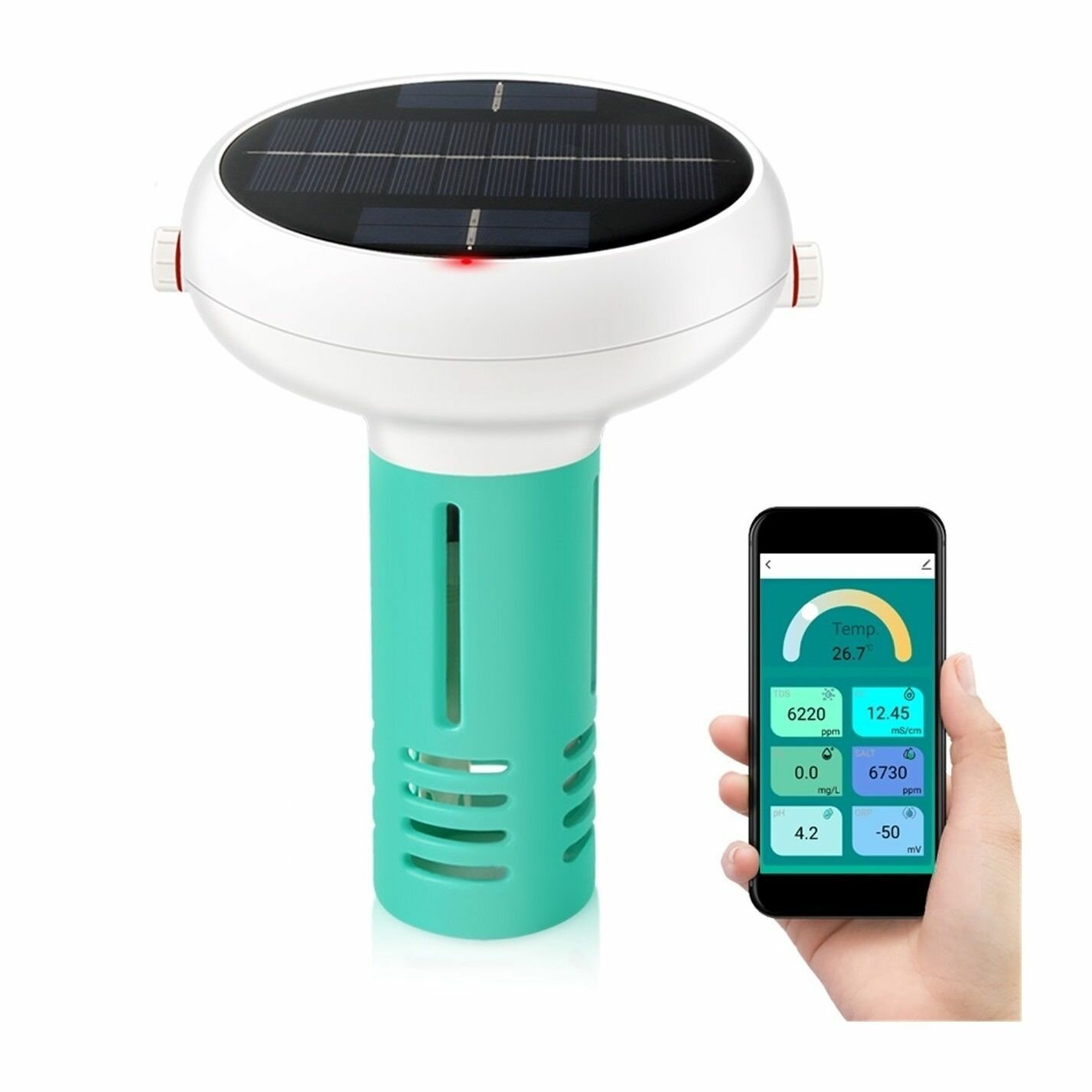 Солнечный анализатор воды для бассейна и аквариума, с беспроводным мониторингом, измеряет температуру и качество воды