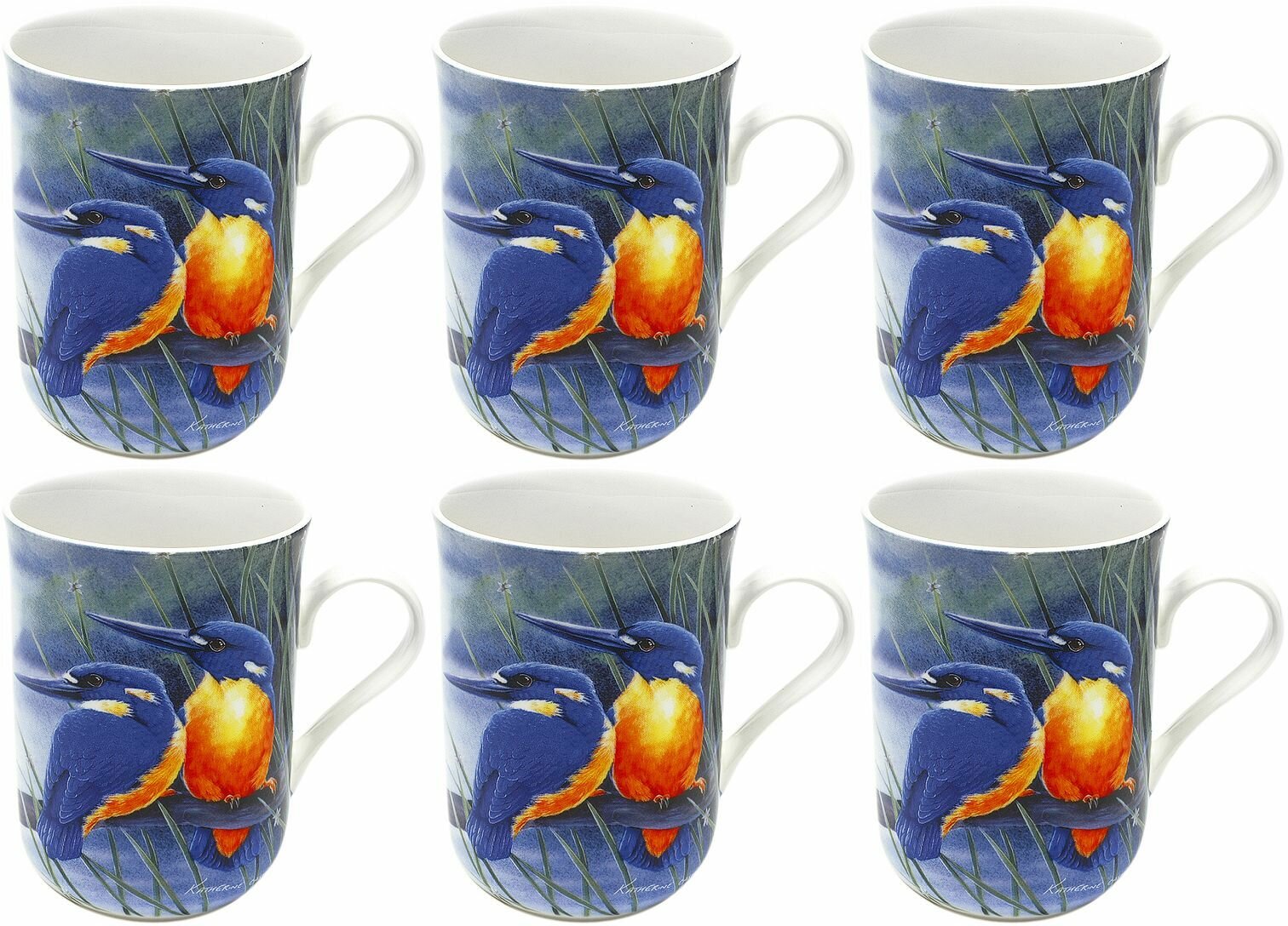Набор из 6 кружек Maxwell & Williams Птицы Австралии 300 мл, костяной фарфор, чашки для чая и кофе 6 шт