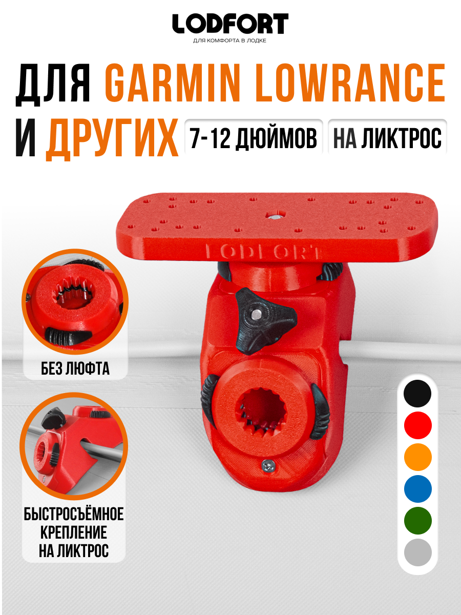 Держатель эхолота Lowrance/Garmin на ликтрос 7-12 LODFORT универсальный, быстросъёмный