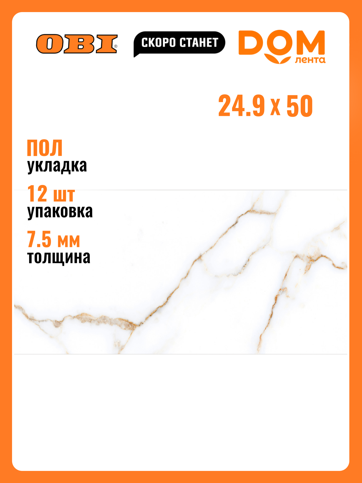 Плитка Alma Ceramica "Nevada", глянцевая, для стен, 24,9x50 см, 1,494 м², 12 шт.