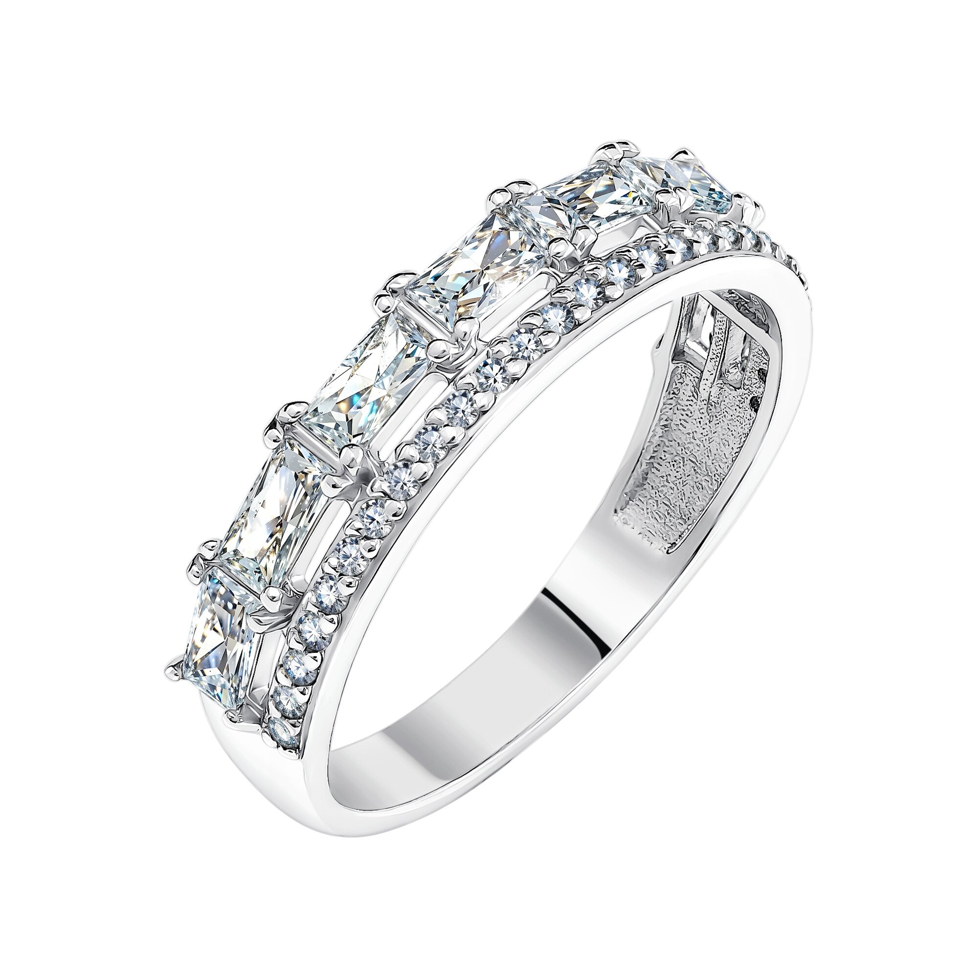 Кольцо, серебро, 925 проба, родирование, фианит