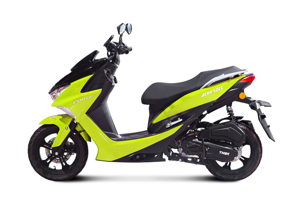 Скутер TMBK "AERO", 50сс, бензиновый, электростартер, зеленый/черный
