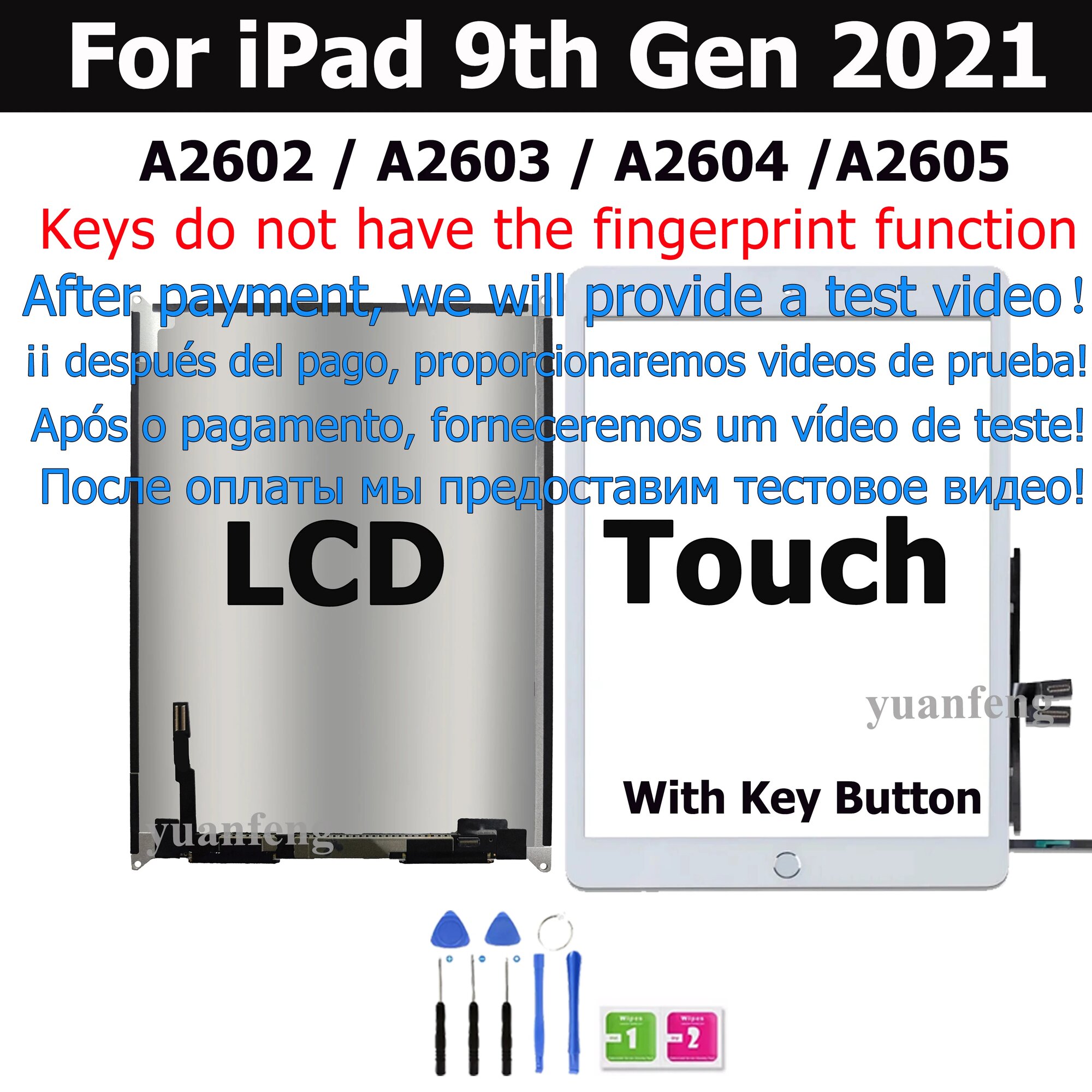ЖК-панель для iPad 9 10.2 2021 YLLMAOO 9th LCD WH touch Key