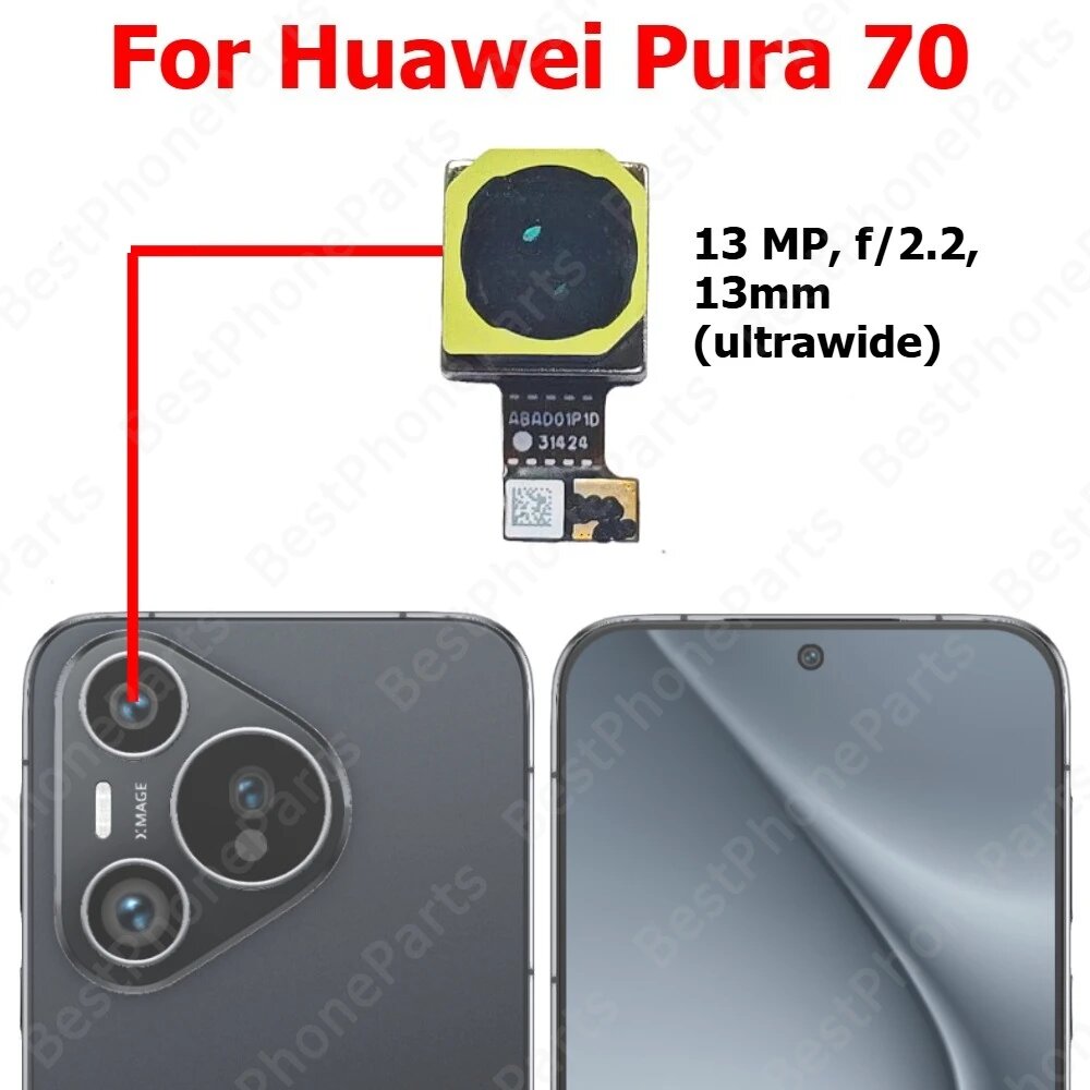 Камера для Huawei Pura 70 P70, задняя часть спереди, передняя часть, задняя камера для селфи, модуль, запасные части для мобильного телефона Pura 70 Ultrawide