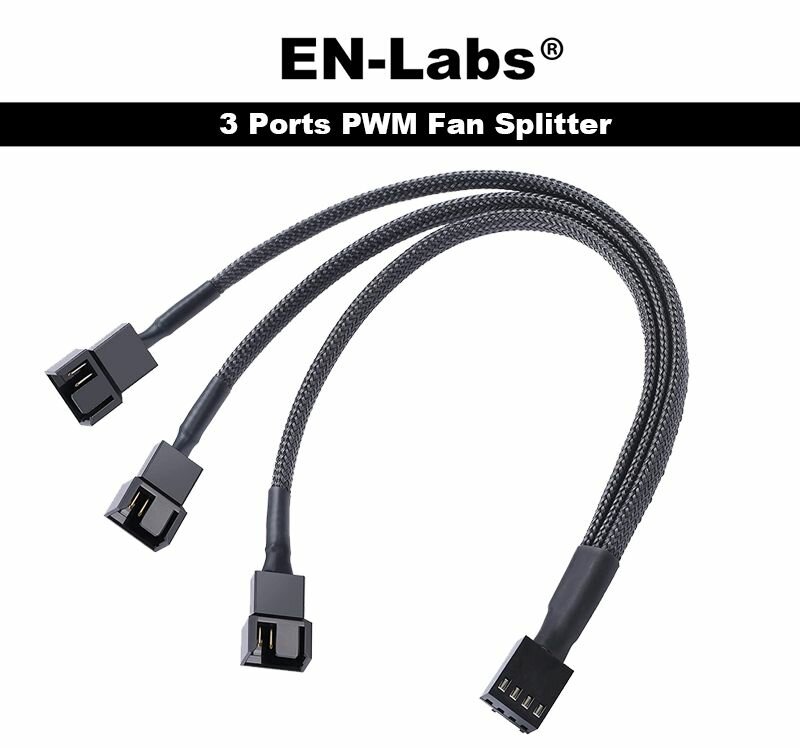 Материнская плата 4 - контактной Соединитель вентилятора PWM до 3 го порта Кабель разветвитель,1x3 4Pin PWM в оплетке кабель-разветвитель питания,27см